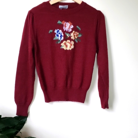 Vintage | Sweaters | Vintage Floral Sweater | Poshmark